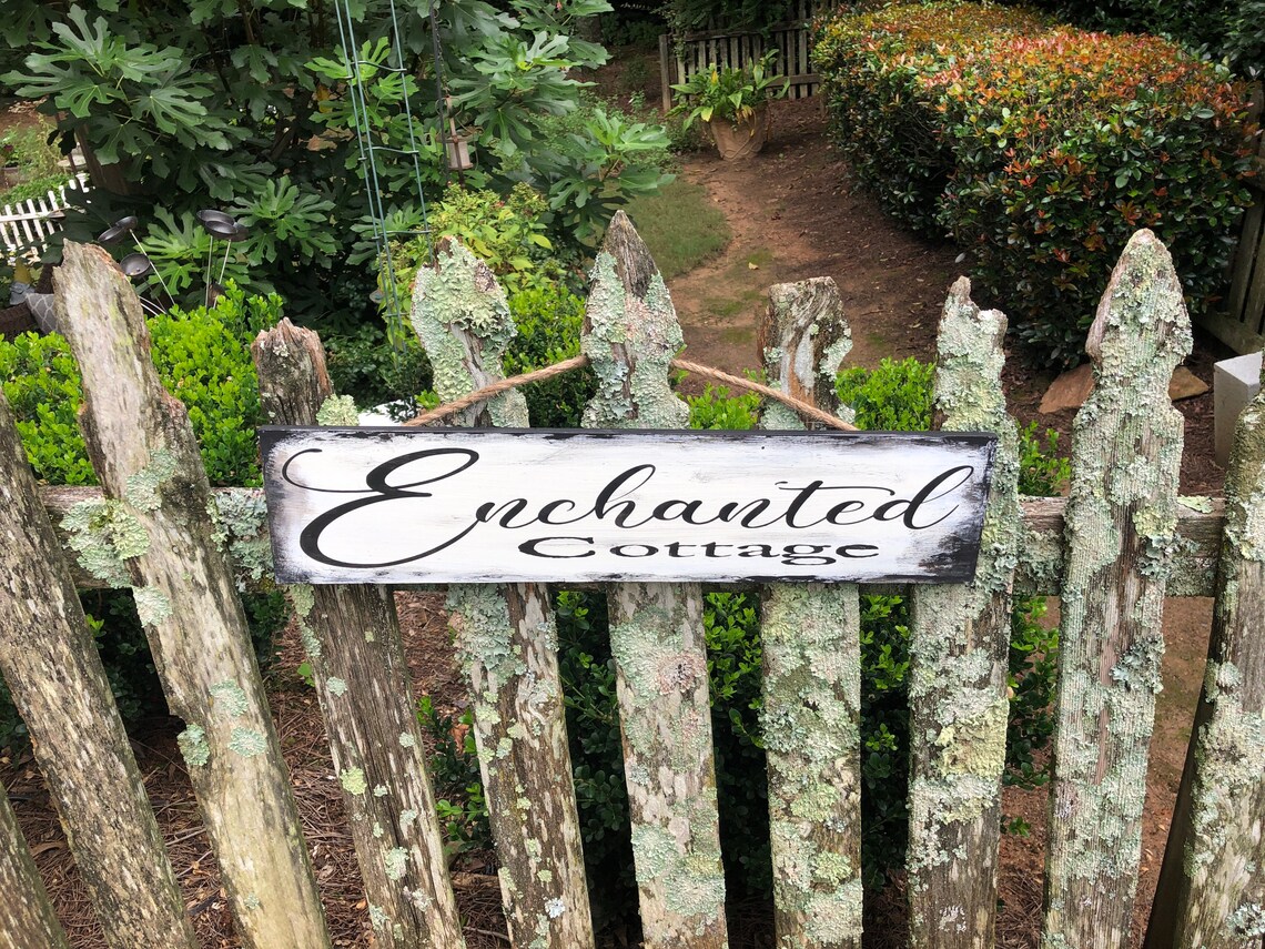 Enchanted Cottage Sign. Romantic Rustic Cottage Sign. Entryway - Etsy