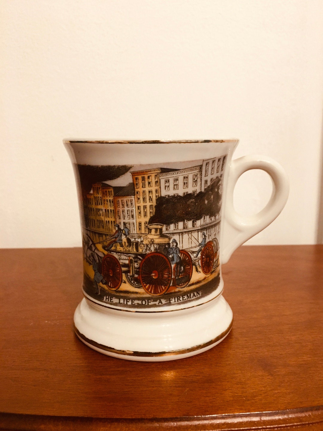 Vintage Shaving Mug. “the Life of A Fireman” Collectors Item. Excellent ...