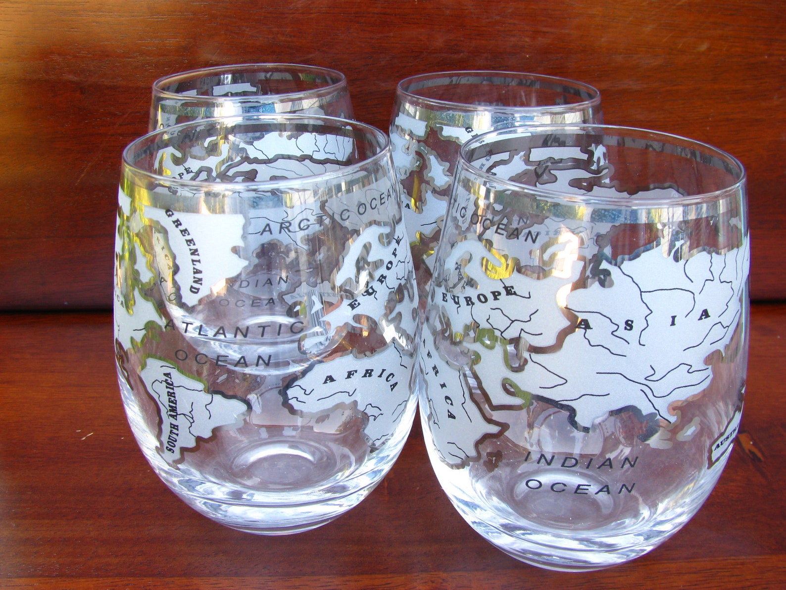 4 Large and beautiful Map Glasses. Simple Beautiful. | Etsy