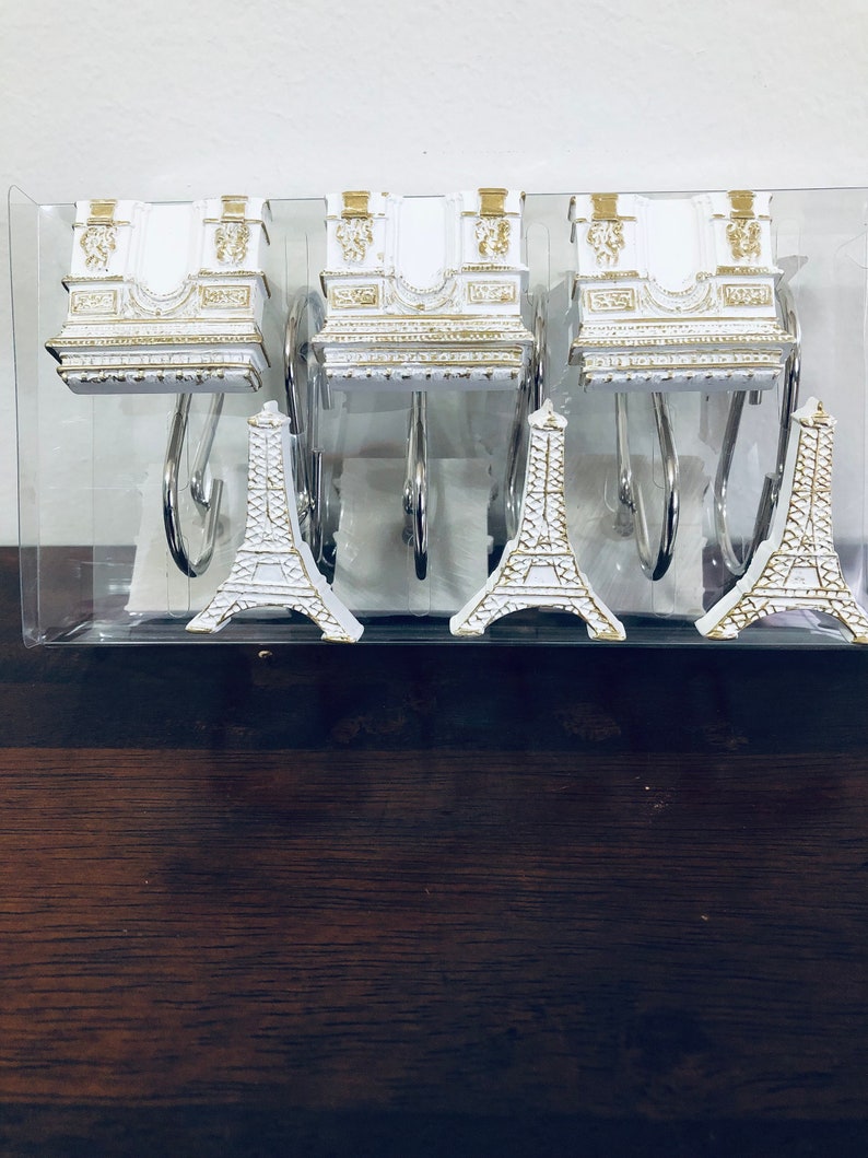 Vintage 12 Resin Paris Eiffel Tower Designed Shower Hooks. Uniquely ...