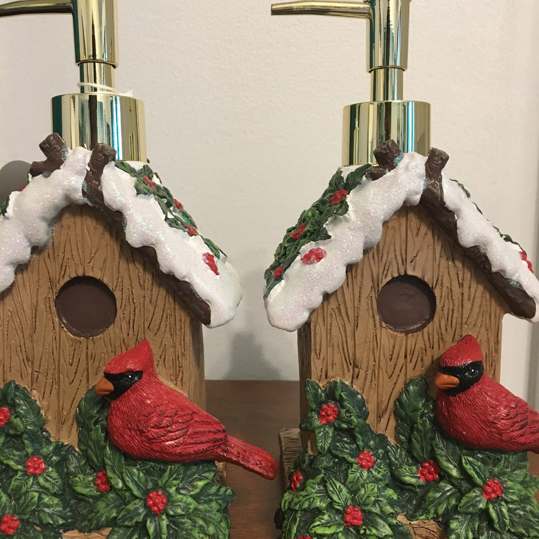 Two Beautiful Red Cardinal Dispensers/ Soap and Lotion Dispenser. New ...