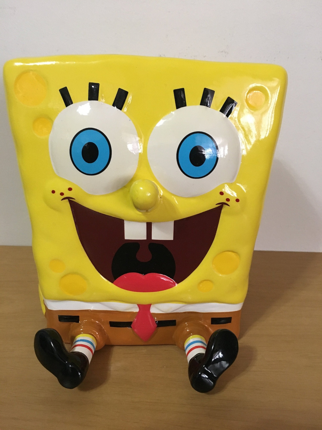 Vintage Glossy Sponge Bob Ceramic Bank. 7 Inches Tall and 6 Inches Wide ...