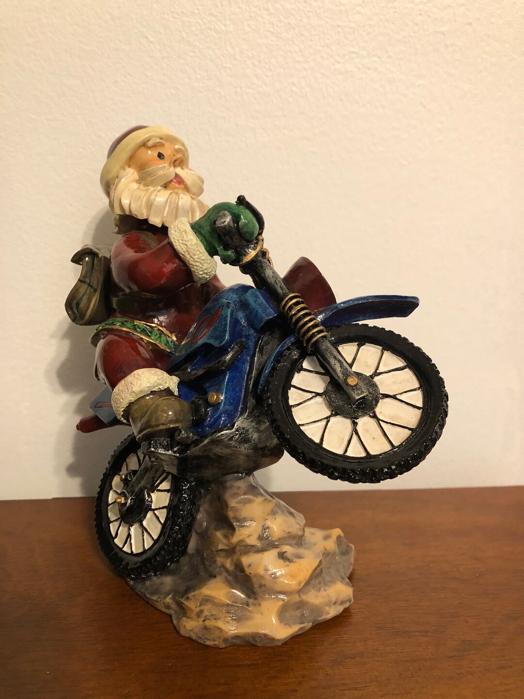 Vintage Santa Claus Riding a Motorcycle. Whimsica. 6 Inch.tall and 5 ...