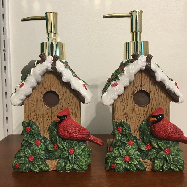 Two Beautiful Red Cardinal Dispensers/ Soap and Lotion - Etsy