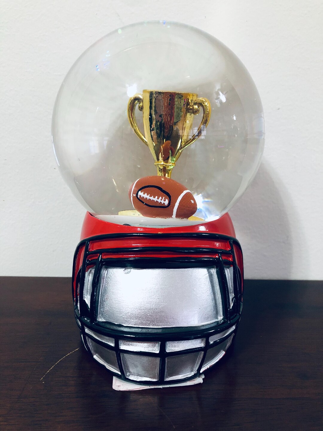 Vintage Lighted Football Trophy Water Snow Globe. 6 1/2 Inches Tall ...