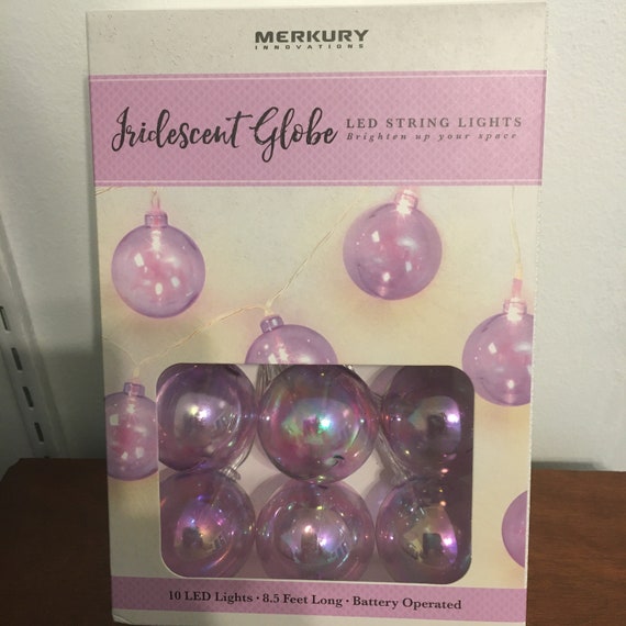 Ten Iridescent Bright Globe LED String Lights. 8.5 Feet Long. | Etsy