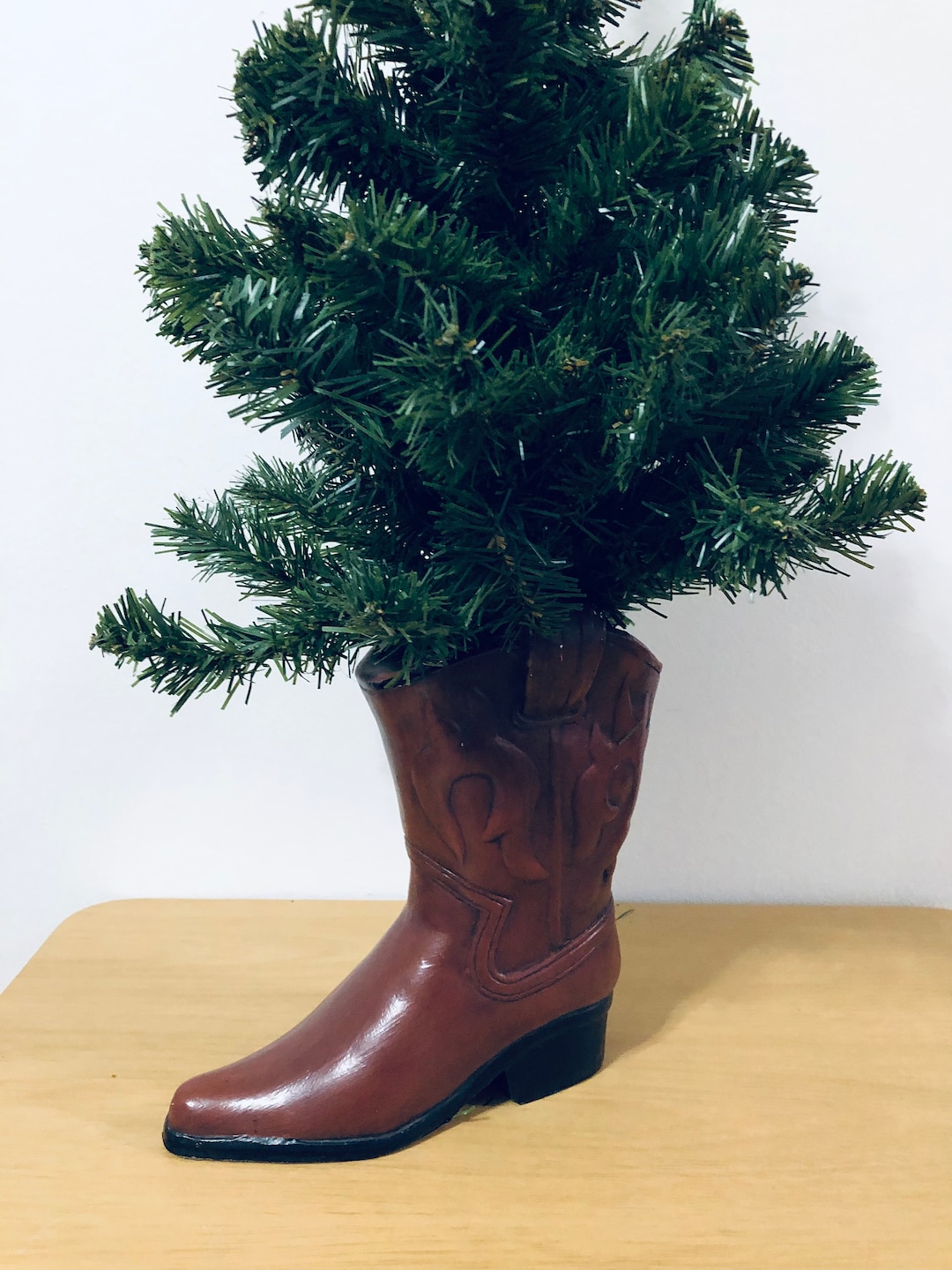 Vintage Christmas Tree in a Cowboy Boot. 23 Inches Tall. Perfect Gift ...