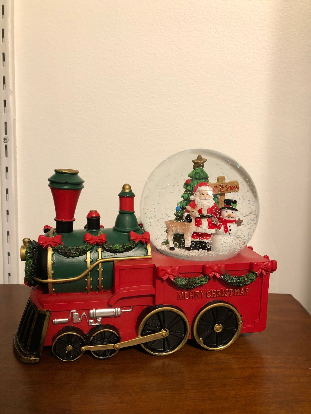 Vintage Santa in a Vintage Train Water Snow Globe. 7 1/2 Inches Long. 6 ...