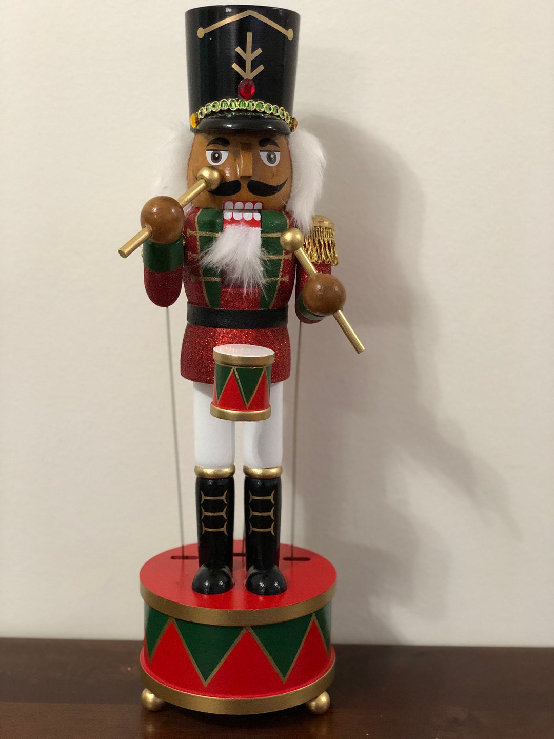 African American Man Nutcracker Musical Wooden Figurine. Plays “ Nut ...