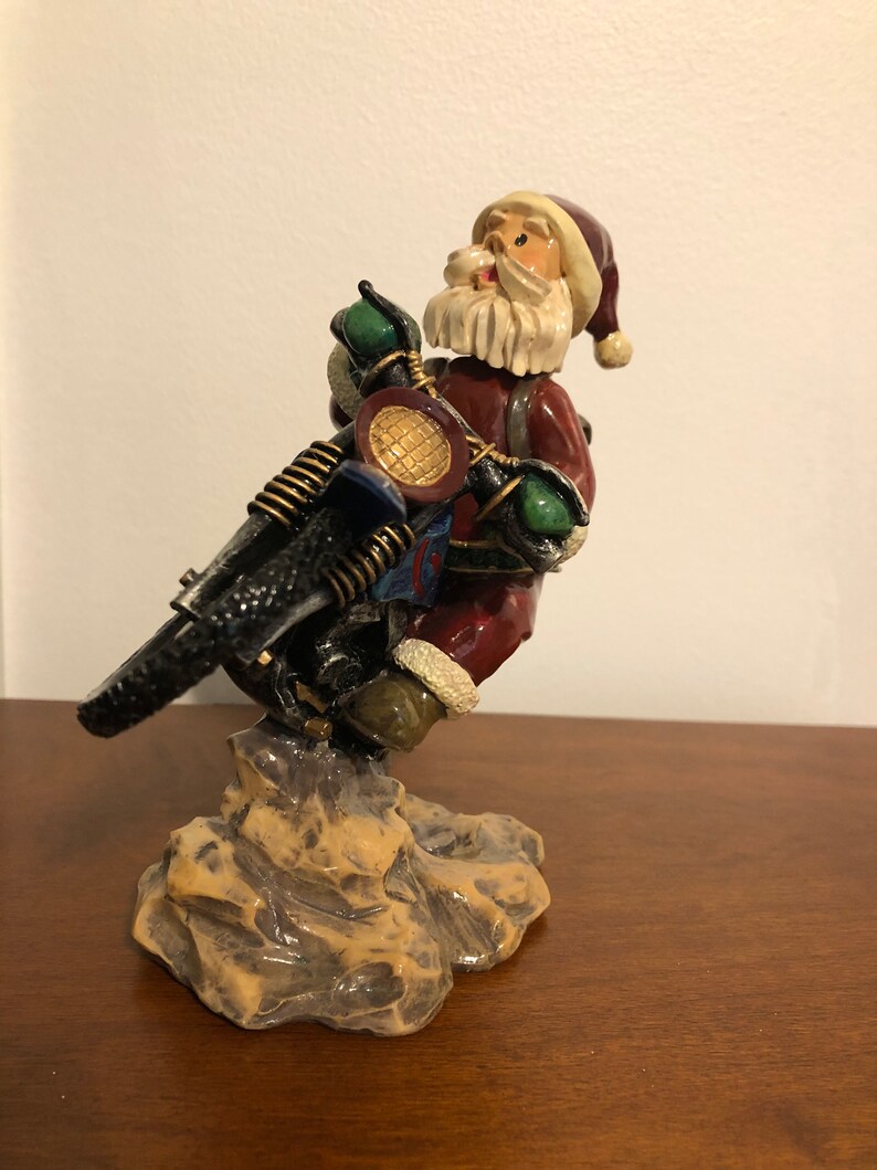 Vintage Santa Claus Riding a Motorcycle. Whimsica. 6 Inch.tall and 5 ...