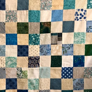 Blue, Beige and Green Checkerboard Quilt Top - Etsy