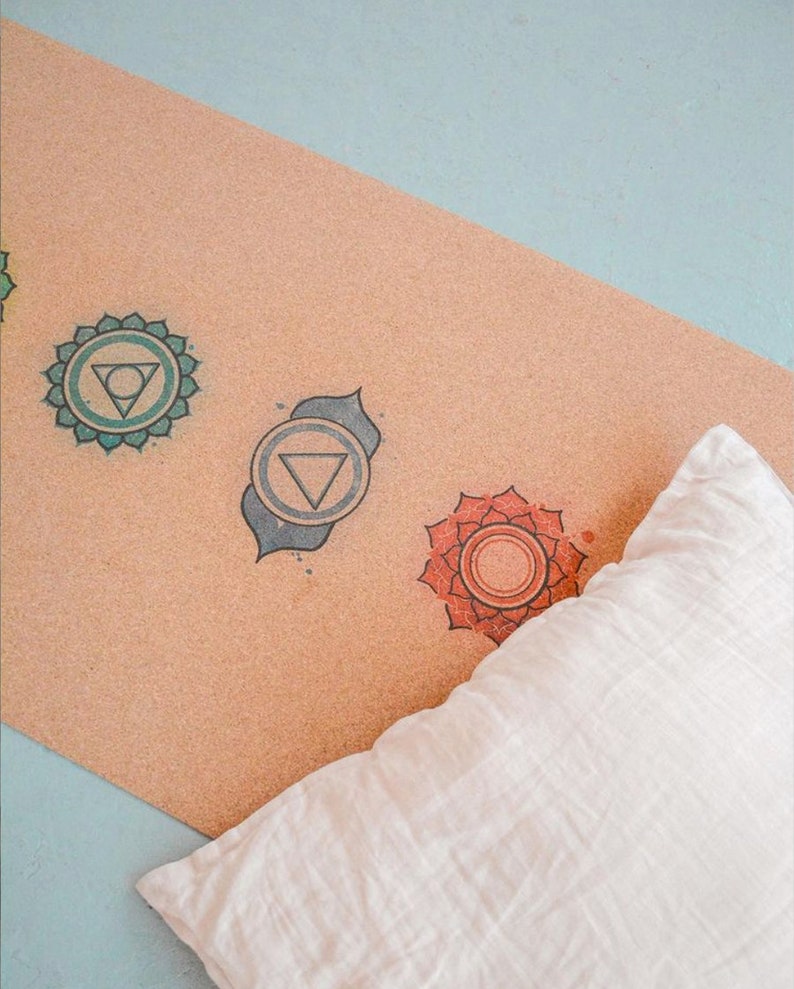 Chakras Cork Yoga Mat by Scoria | 100% Natural & Non-toxic | 4.5mm - Etsy
