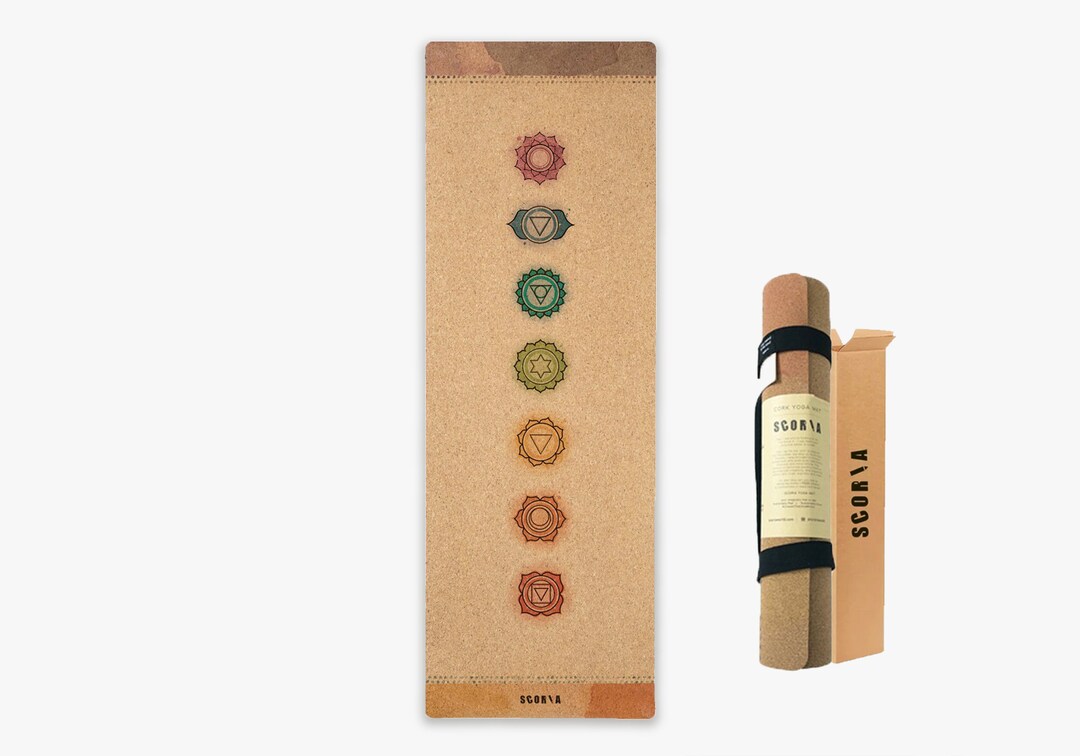 Chakras Cork Yoga Mat by Scoria | 100% Natural & Non-toxic | 4.5mm - Etsy