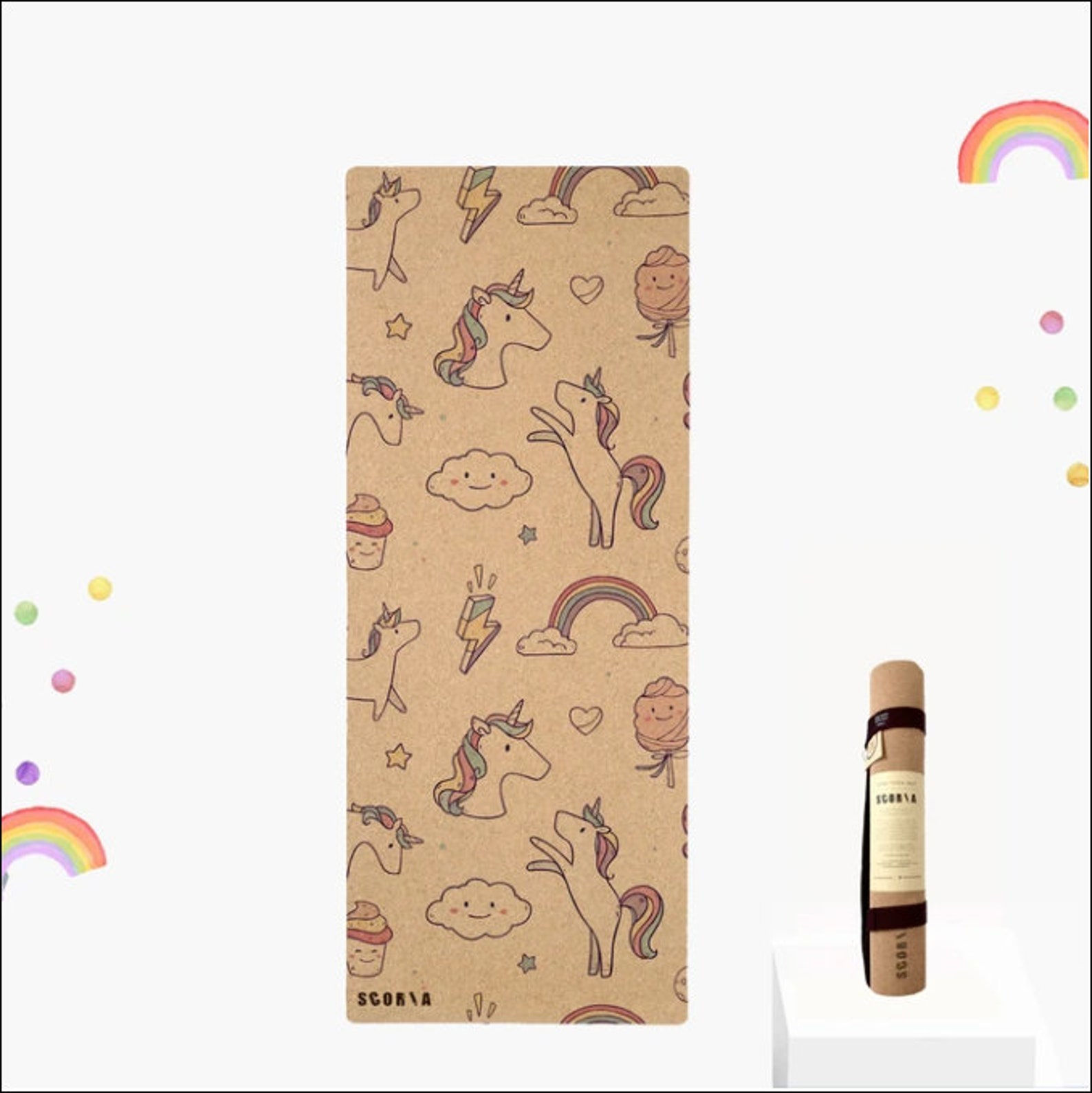 Unicorn Kids Cork Yoga and Play Mat by Scoria (natural & Non-toxic) - Etsy