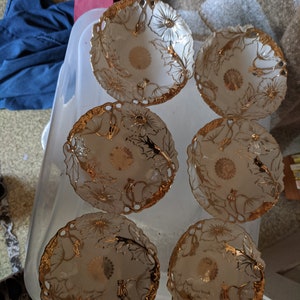 6 Gold Trimmed Dessert Bowls IPF Germany - Etsy