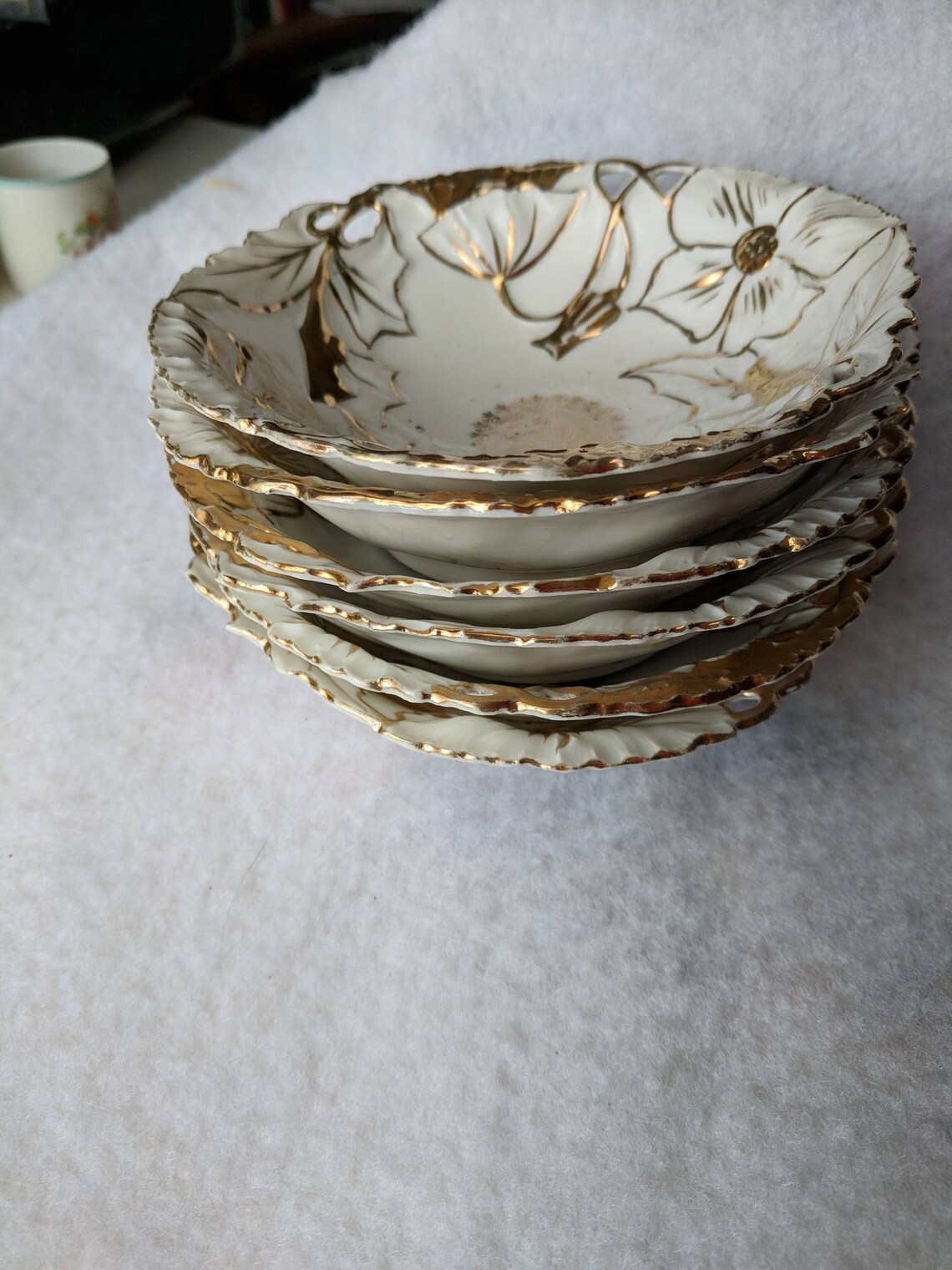 6 Gold Trimmed Dessert Bowls IPF Germany - Etsy