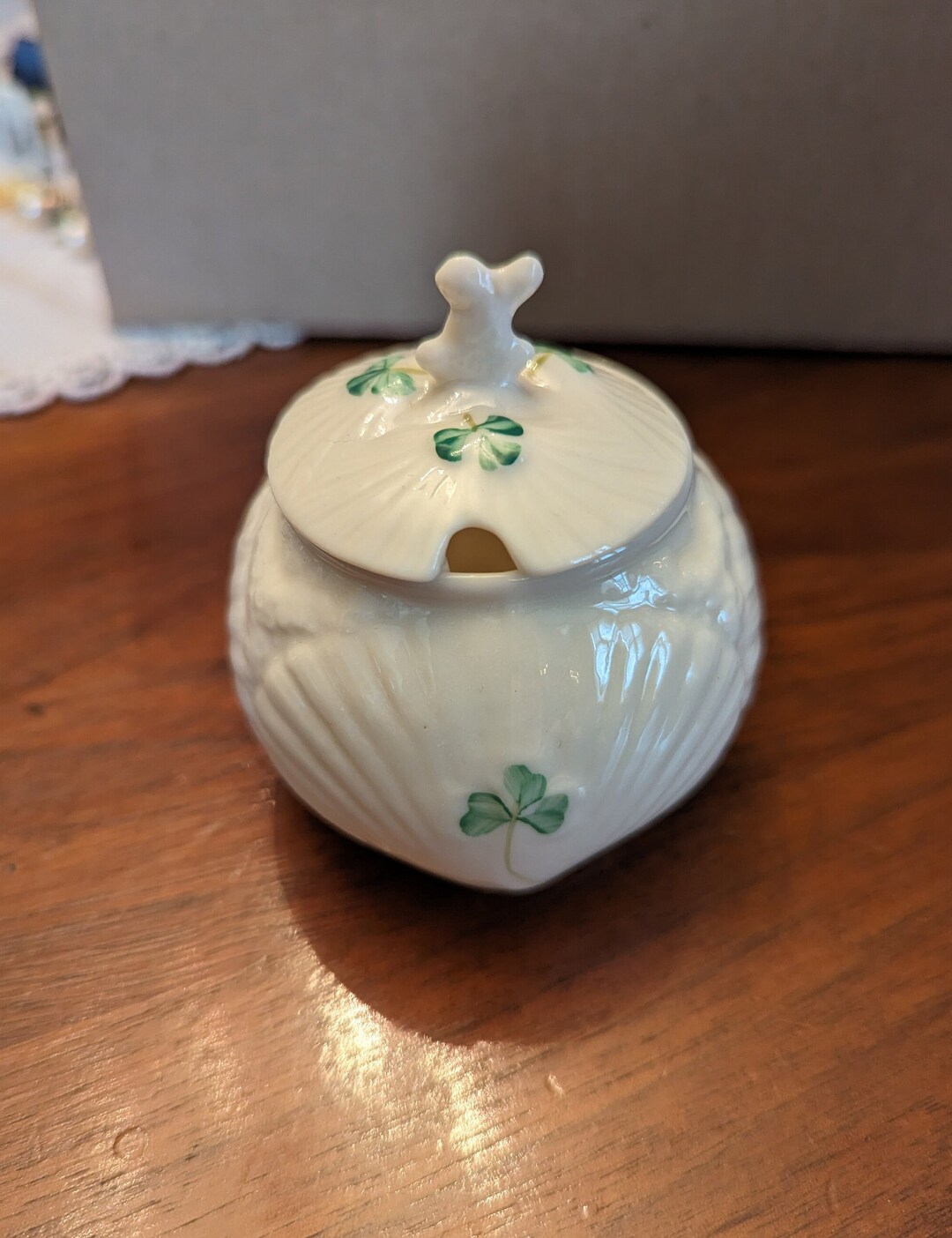 Belleek Shells and Shamrock Small Honey/mustard Pot With Lid - Etsy