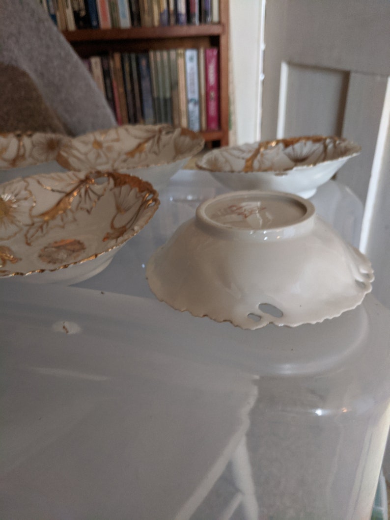 6 Gold Trimmed Dessert Bowls IPF Germany - Etsy