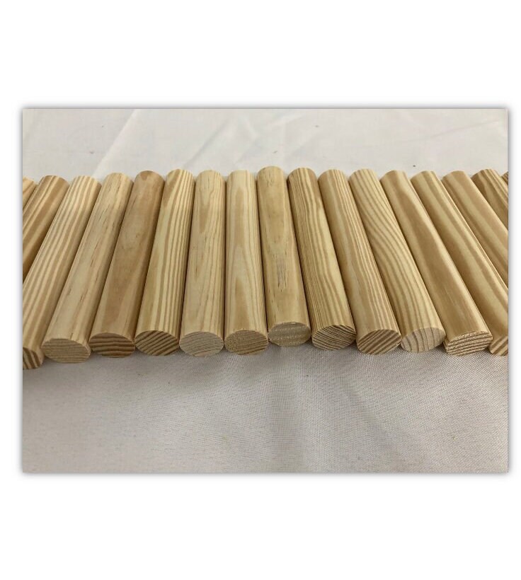 20 Pine Wood Dowel Rods 7/8” X 6" Unfinished Crafts Cakes Woodworking ...