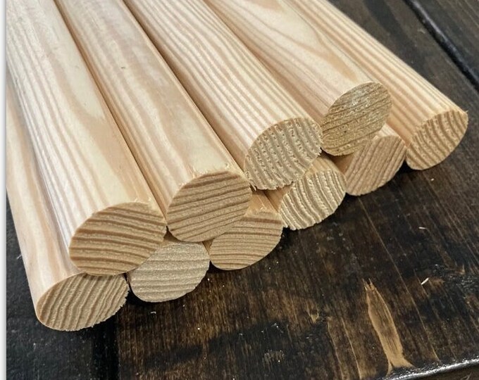 Lot of 10 Pine Wooden Dowel Rods 7/8" X 12" Unfinished Wood Sticks ...
