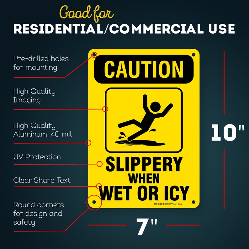 Caution Slippery When Wet Sign Or Icy Made Out Of 040 Etsy