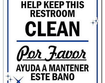 Please Keep Bathroom Clean Sign - Etsy