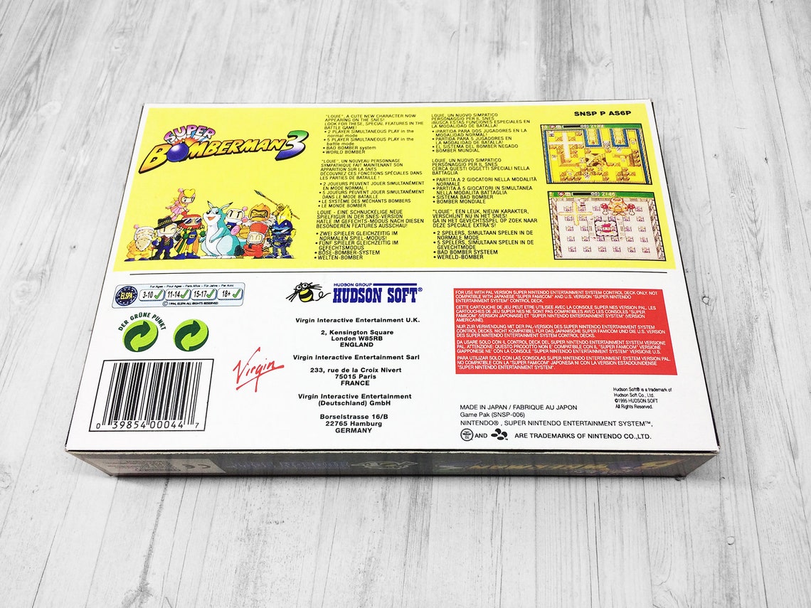 SNES Box: Super Bomberman 3 - Etsy UK