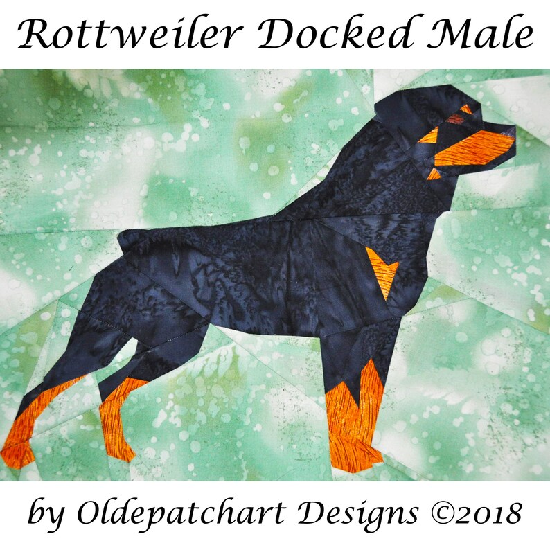Rottweiler Male Docked Tail Foundation Paper Piecing Pattern Etsy