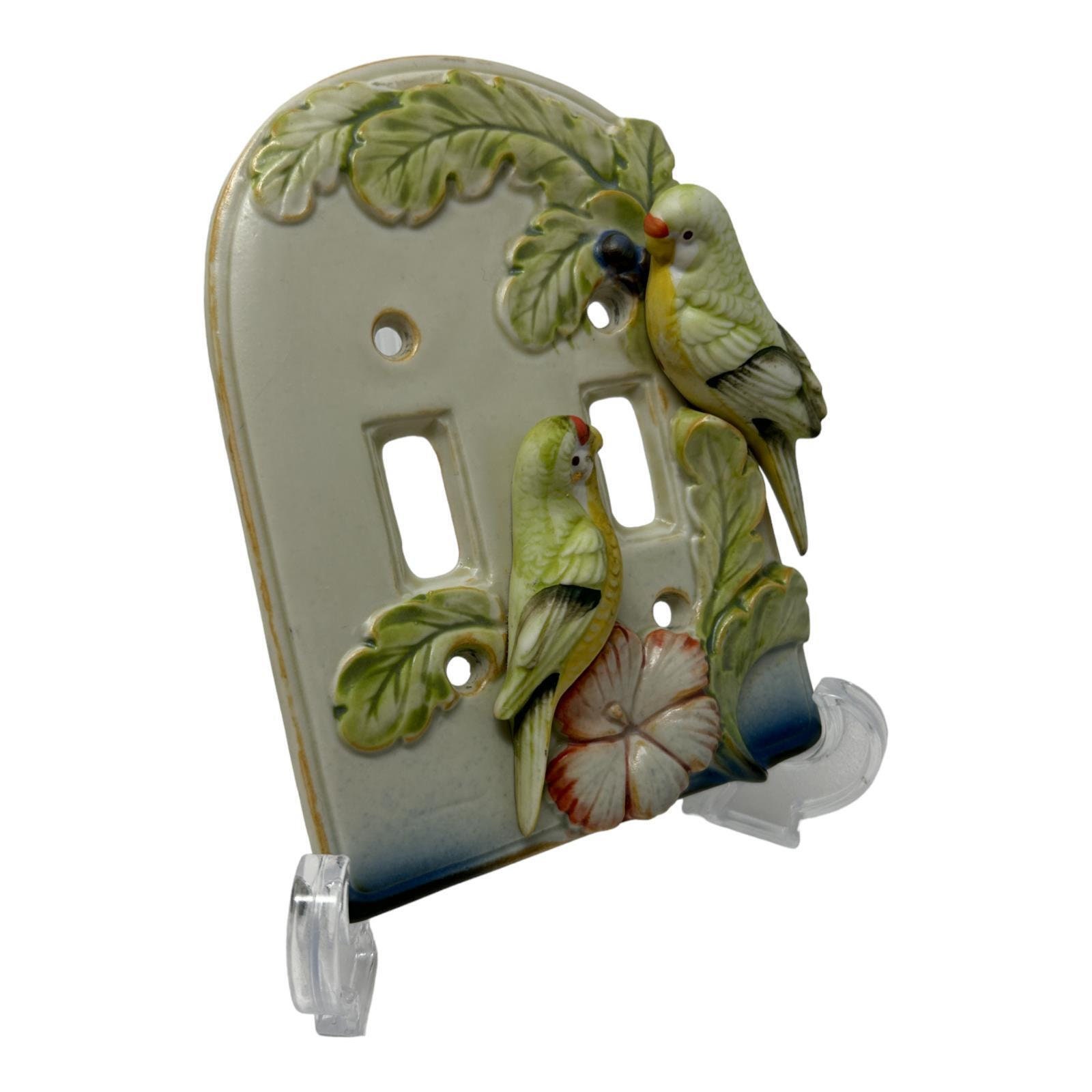 Takahashi Porcelain Double Switch Plate Tropical Parrots Birds 3D ...