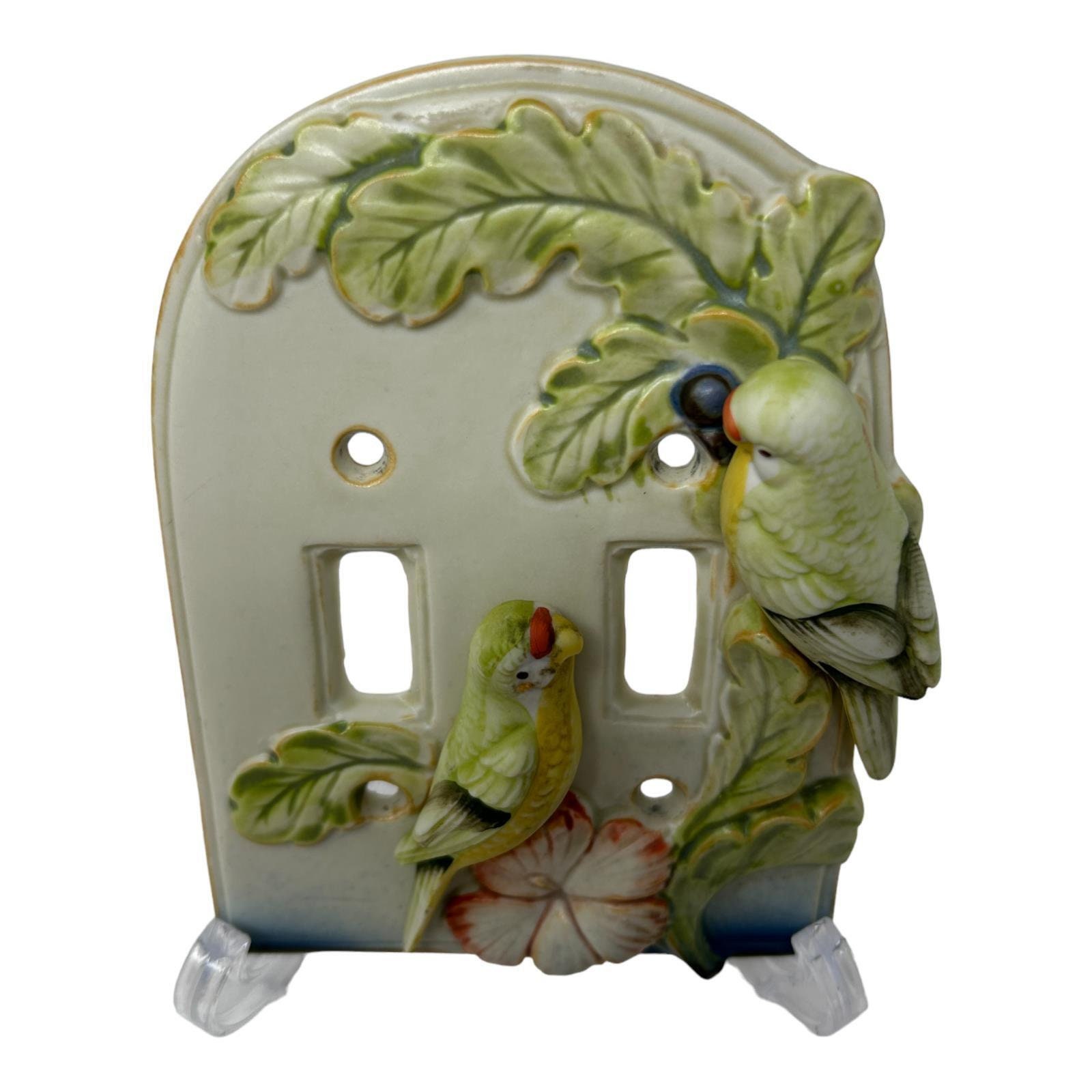Takahashi Porcelain Double Switch Plate Tropical Parrots Birds 3D ...