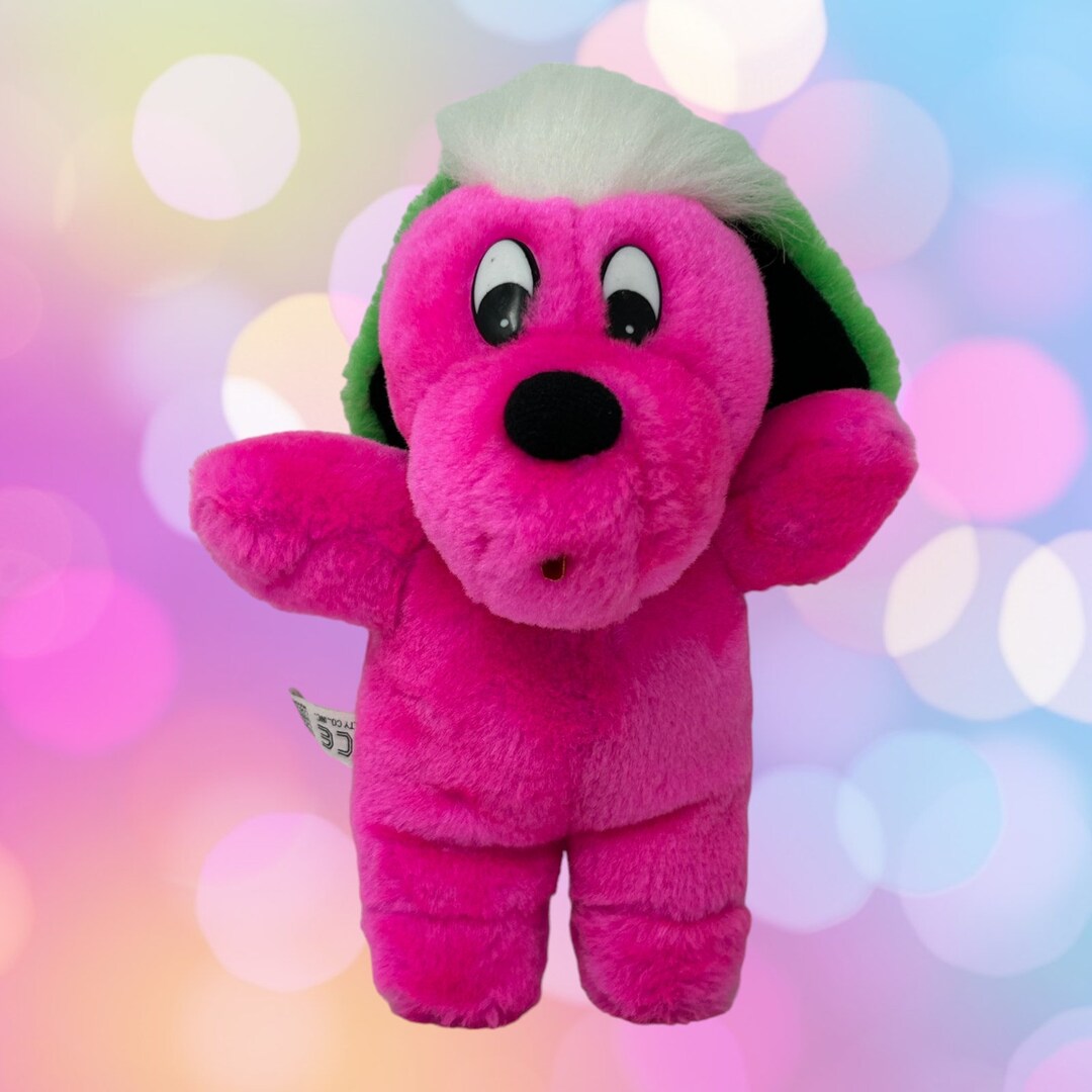 Vintage 1990s Hot Pink Puppy Dog Carnival Plush Toy Souvenir Ace ...