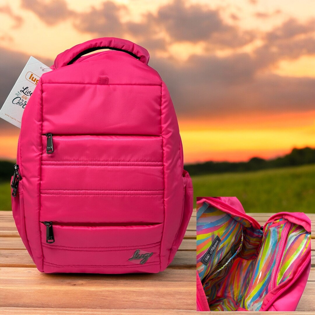Lug Hopper Barbie Pink Magenta Backpack Brush Strokes Travel Organizer ...