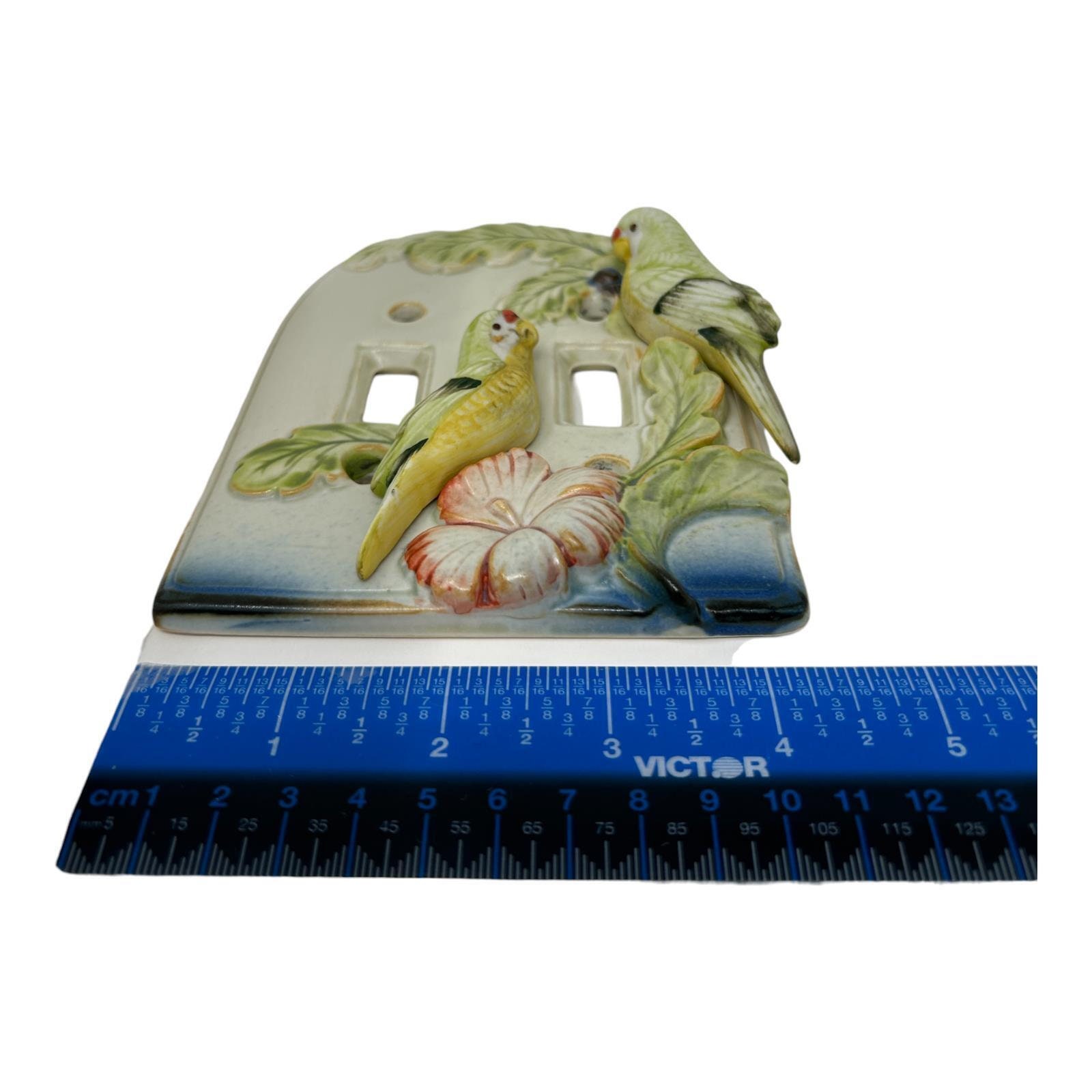 Takahashi Porcelain Double Switch Plate Tropical Parrots Birds 3D ...