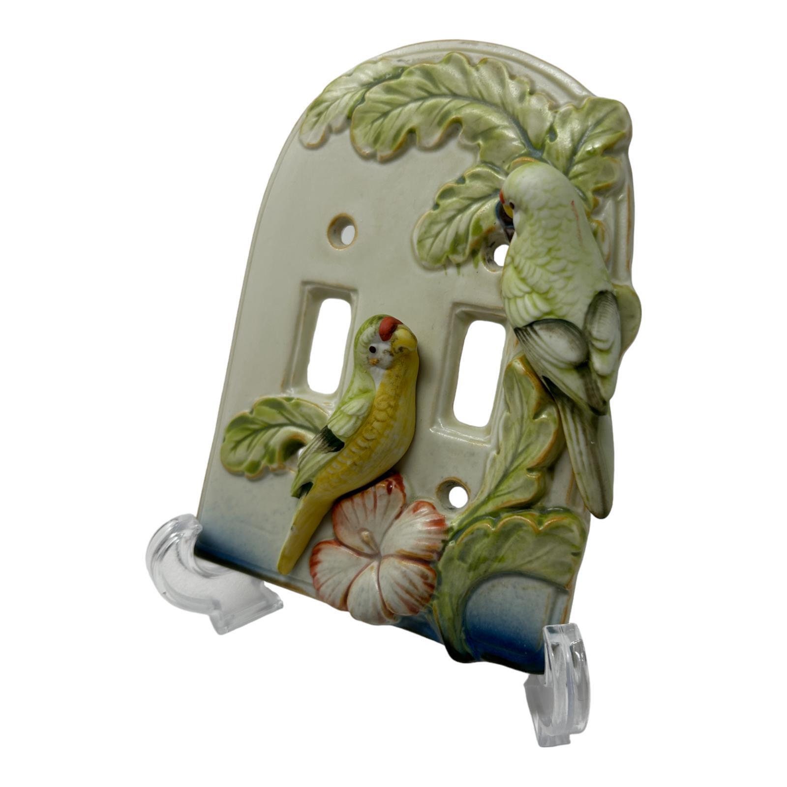 Takahashi Porcelain Double Switch Plate Tropical Parrots Birds 3D ...