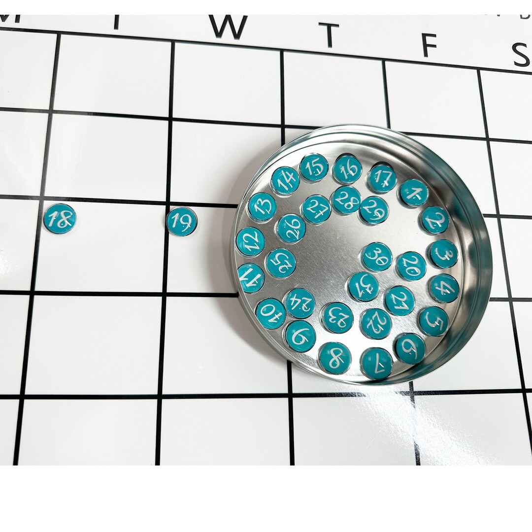 Whiteboard Magnets Minty Light Numbers Glass Magnets for Magnetic Board or Wall Calendar - Etsy