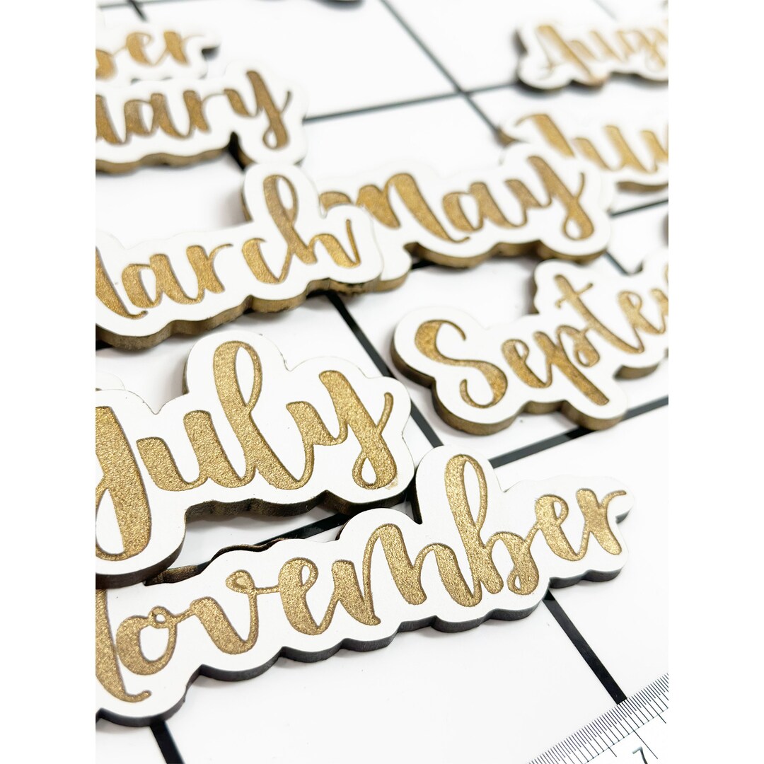 Magnetic Months Gold Magnets for Wall Calendar Gold and White Perpetual ...