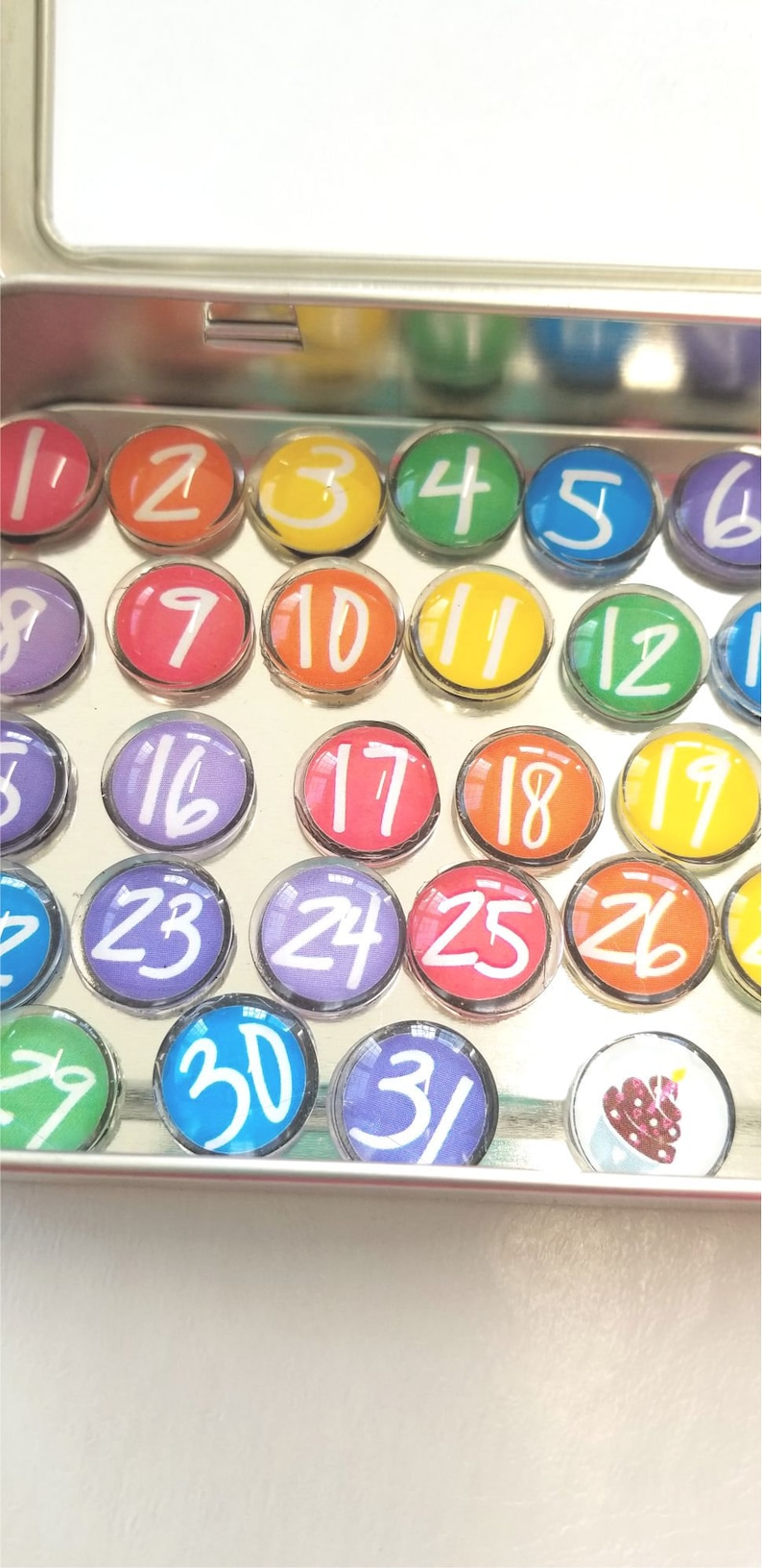 Calendar Magnets Rainbow Numbers Glass Magnets for Magnetic - Etsy ...