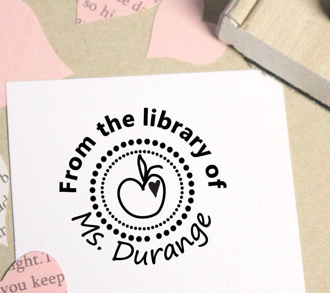 Rubber Stamp From the Libray of Teacher Stamp Personalized Stamp Rubber ...