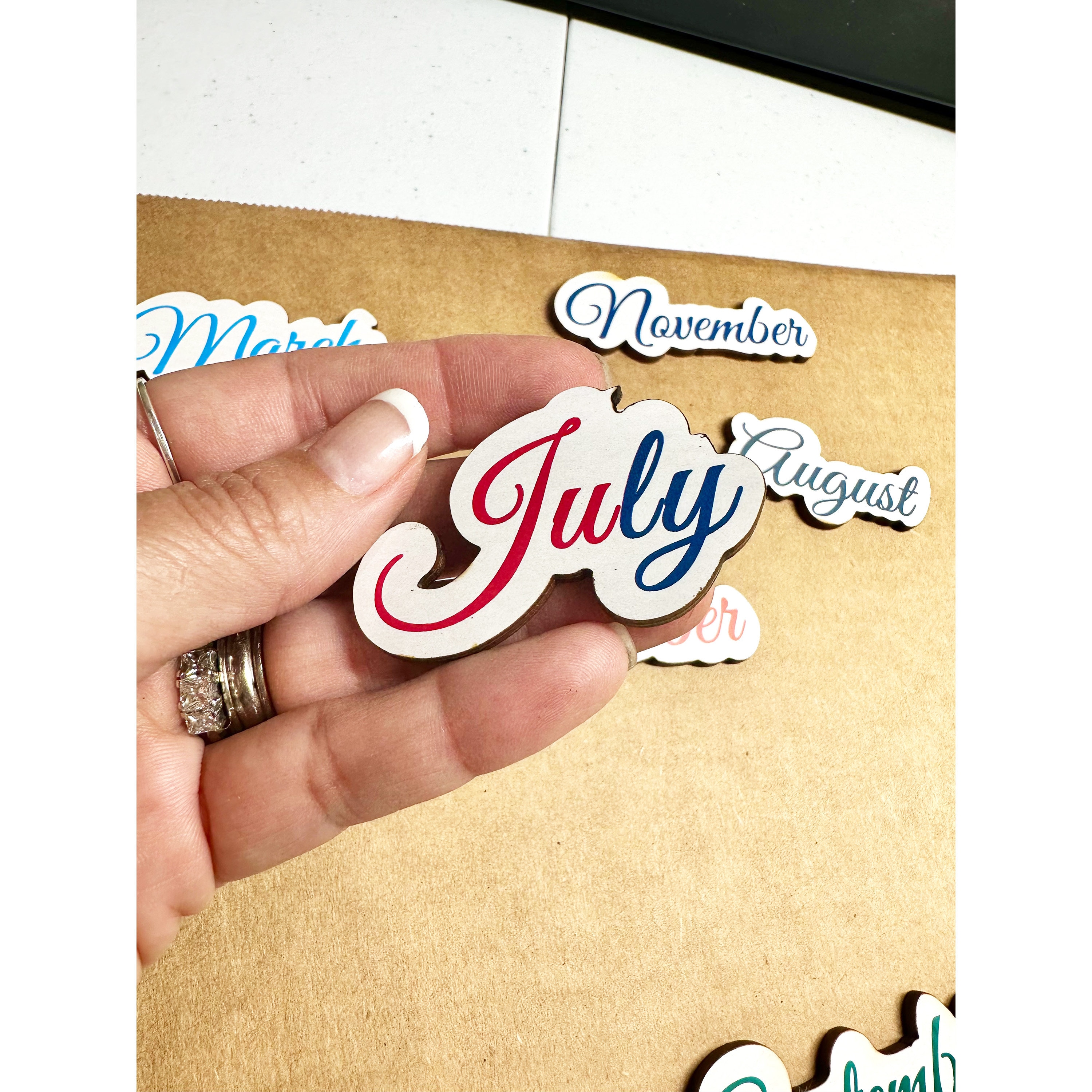 Months Magnets for Wall Calendar Rainbow Color Planner Months Script ...