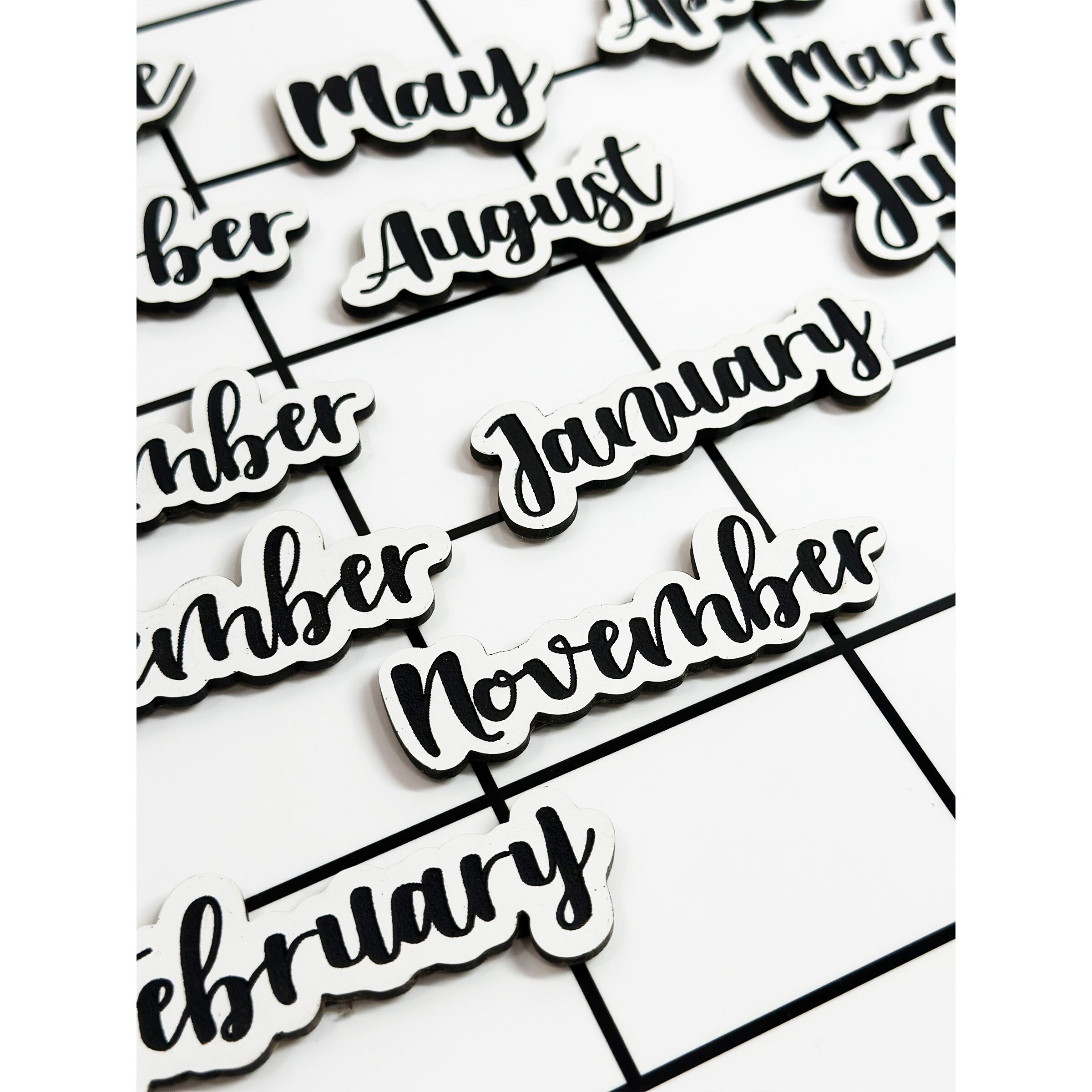 Large Magnets Months for Calendar Black and White Planner Months - Etsy