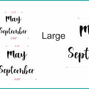 Cursive Month Magnets for Magnetic Wall Calendar Black and White ...