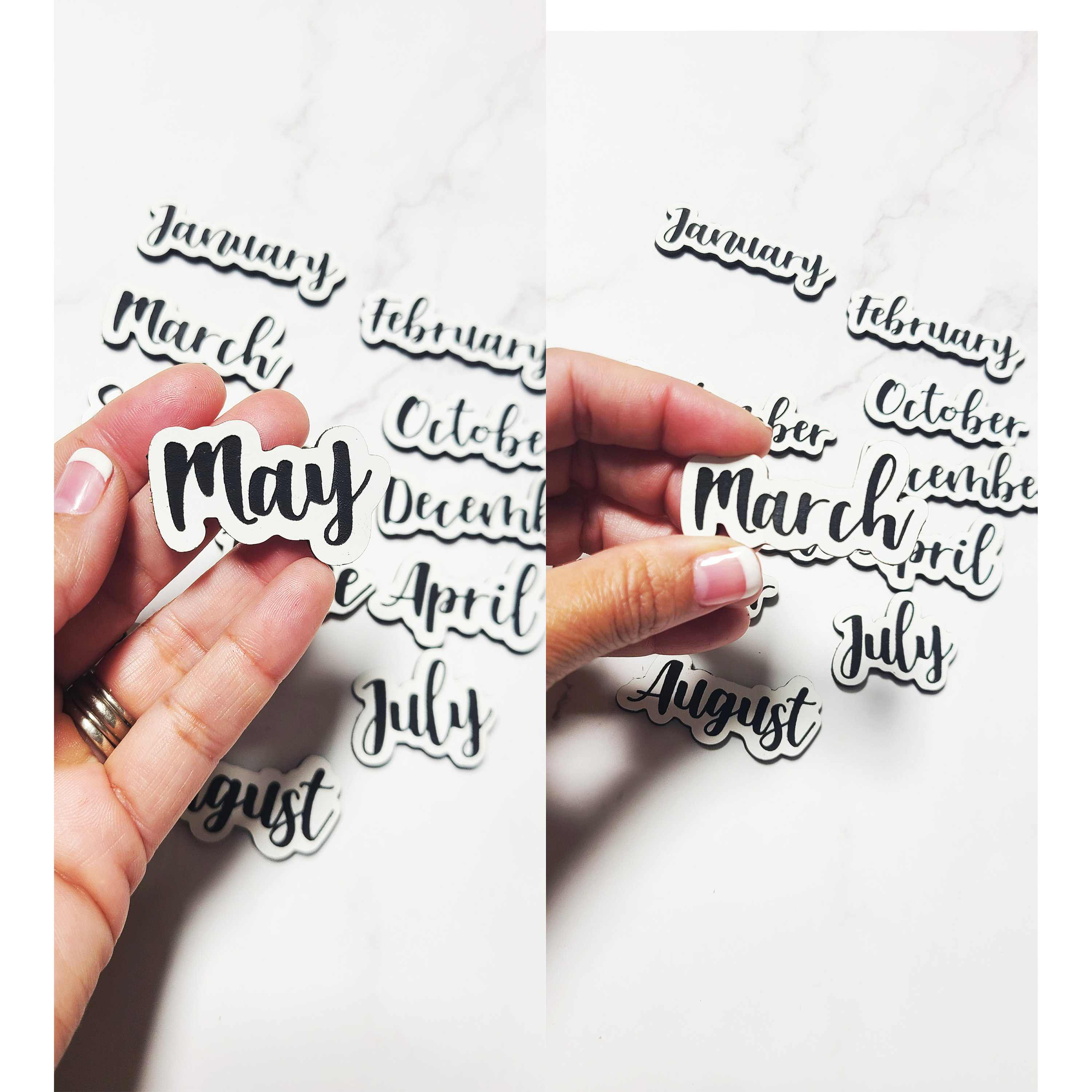 Large Magnets Months for Calendar Black and White Planner Months - Etsy