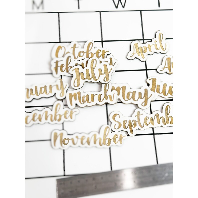 Gold Months Magnets for Wall Calendar Gold and Whiteperpetual - Etsy