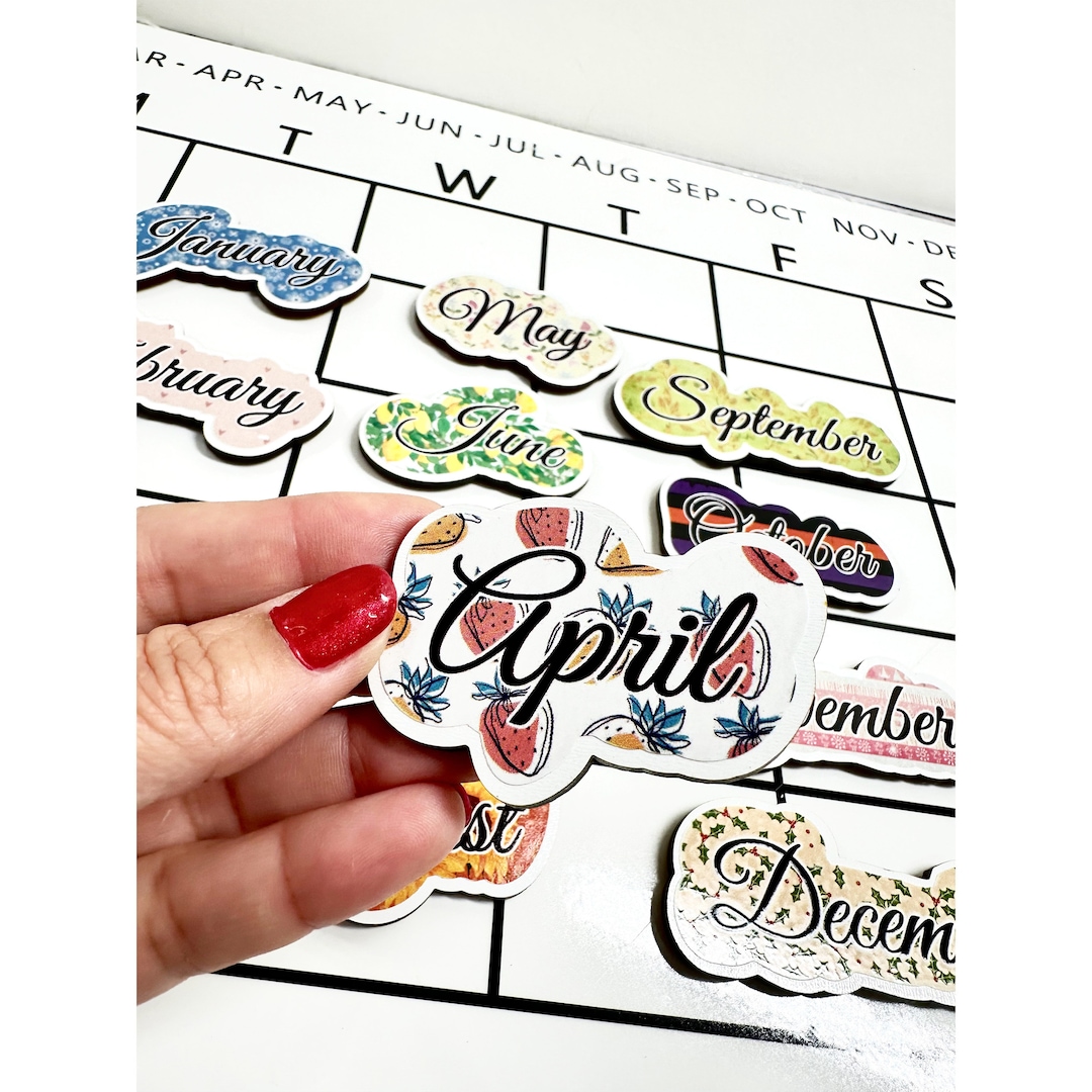 Month Magnets for Magnetic Wall Perpetual Calendar Fun Patterns - Etsy