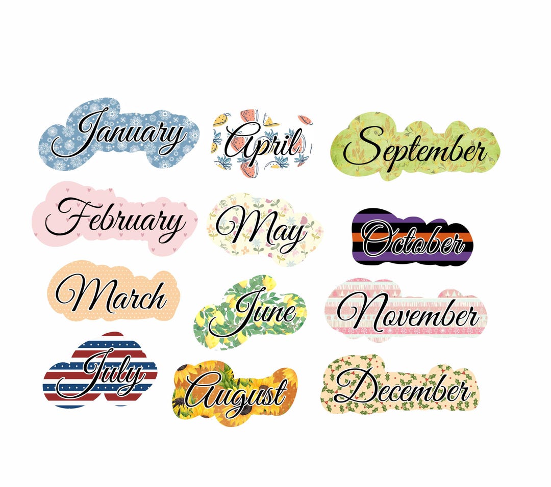 12 Calendar Months Magnets for Magnetic Calendar Whiteboard Magnets - Etsy
