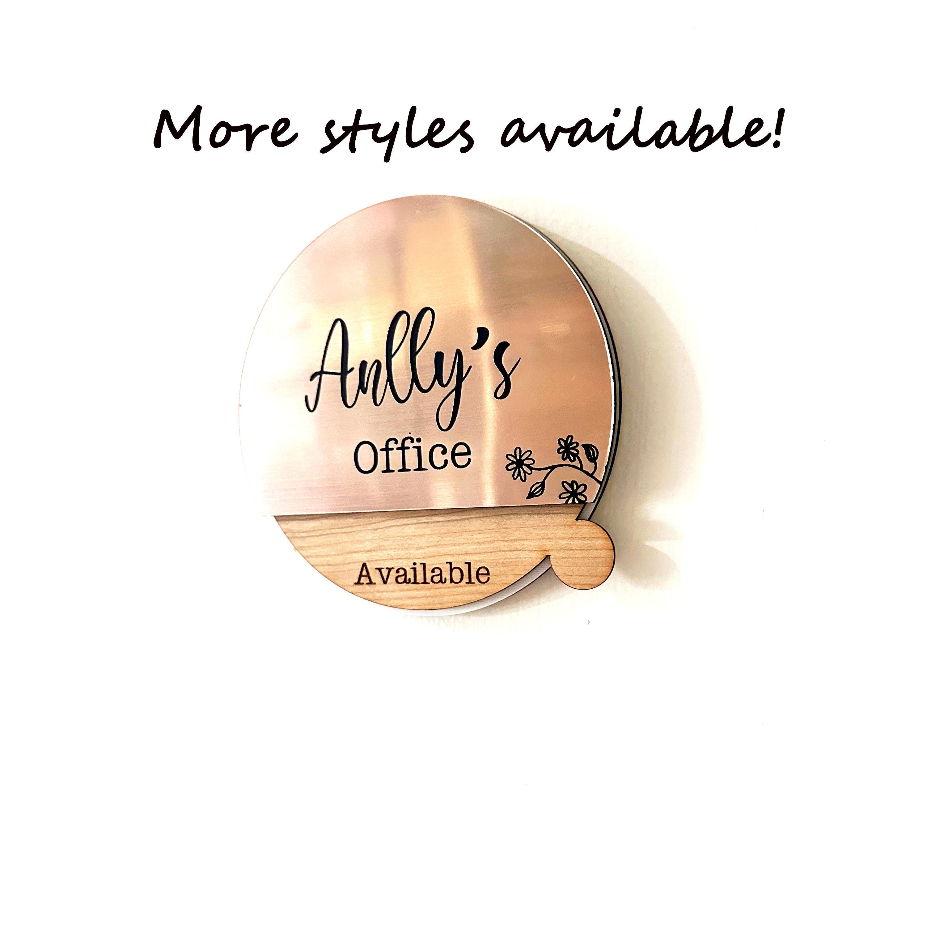 Personalized Office Door Sign: Custom In/out Message - Wood & Acrylic ...