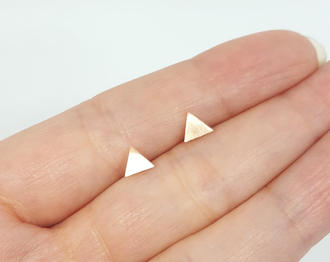 Sterling Silver Geometric Triangle Rose Gold Colored Stud - Etsy