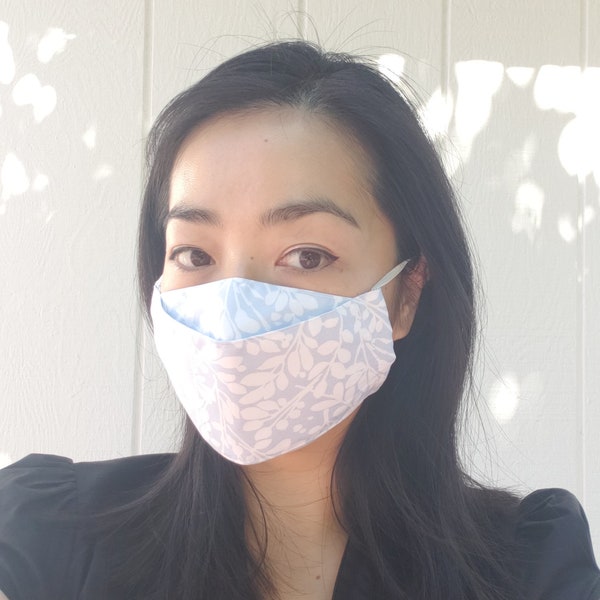 Blue Floral Face Mask - Etsy