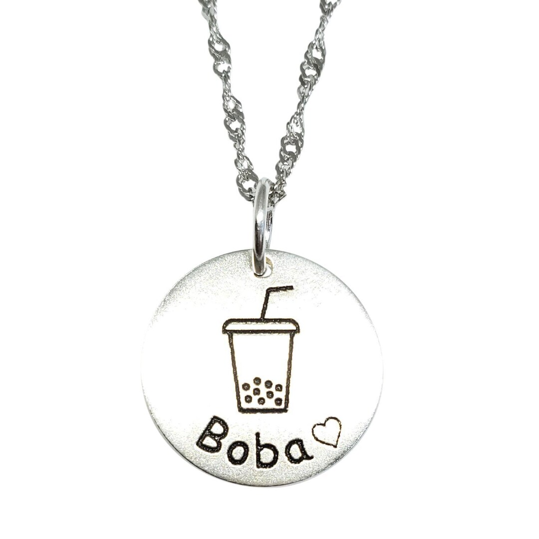925 Sterling Silver Boba Necklace Bubble Tea Tapioca Milk Tea - Etsy