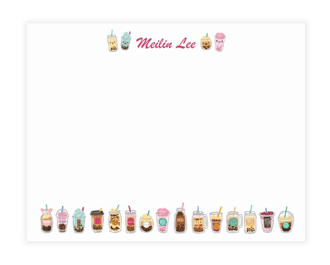 Custom Bubble Tea Stationery Set Boba Tea Lover Stationery With ...